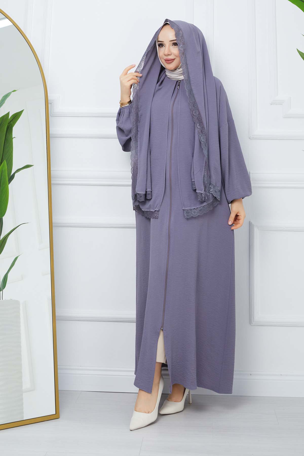 Tek Parça Namaz Elbisesi 4743 - Gri | Moda Mesra