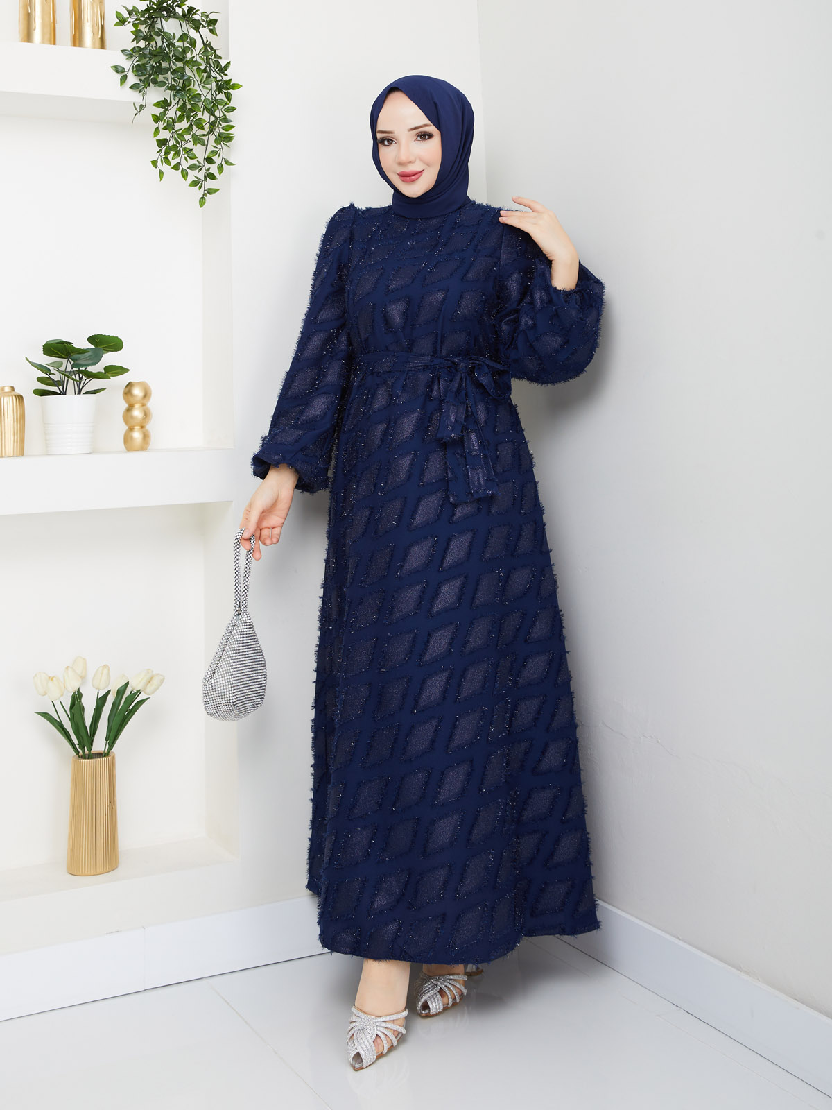 Yonca Simli Elbise - Lacivert | Moda Mesra